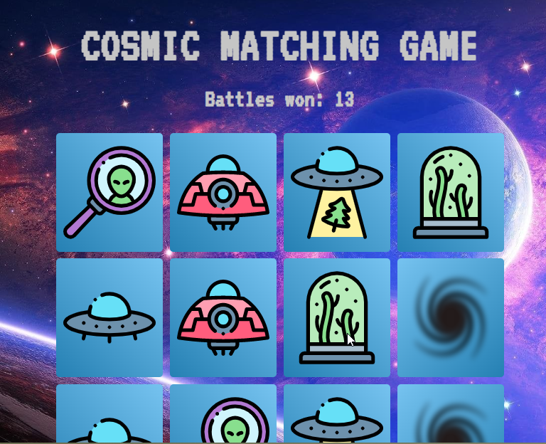 Cosmic Matching Game In Javascript Free Source Code Sourcecodester